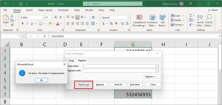 How to Remove Dashes in Excel?