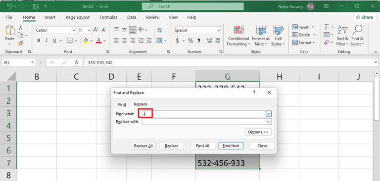 How to Remove Dashes in Excel?