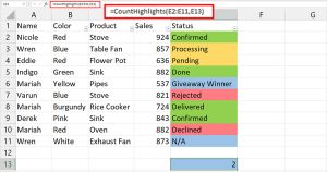 How to Count Highlighted Cells
