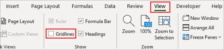 How to Show or Remove Gridlines in Excel