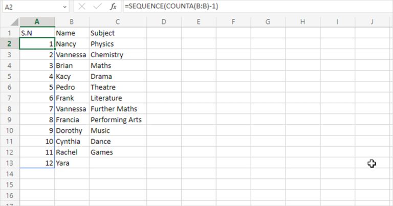 How to Automatically Add Serial Number in Excel