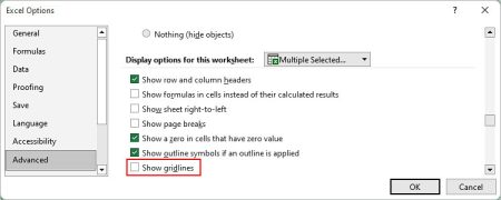 How to Show or Remove Gridlines in Excel