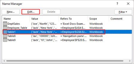 How to Name a Table in Excel