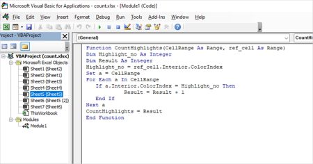 How to Count Highlighted Cells