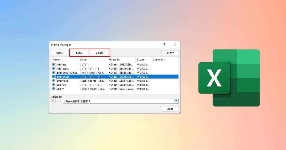 How To Delete Or Update Named Range 