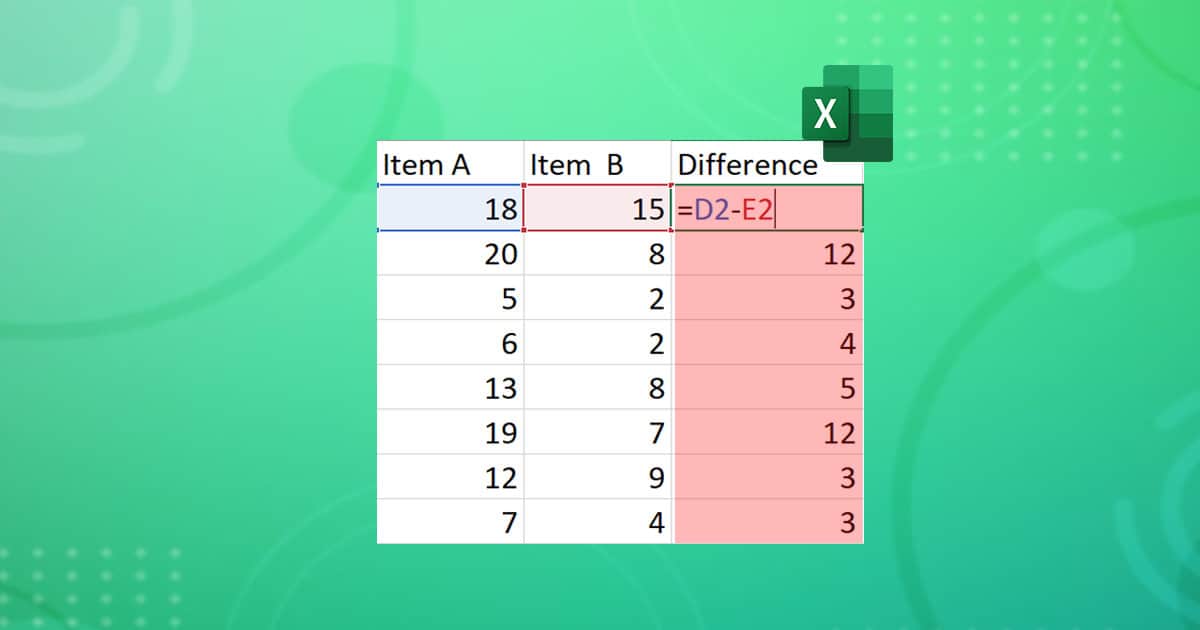 How to Subtract in Excel