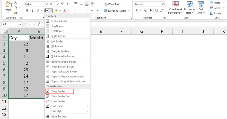 How to Apply Top and Bottom Border in Excel