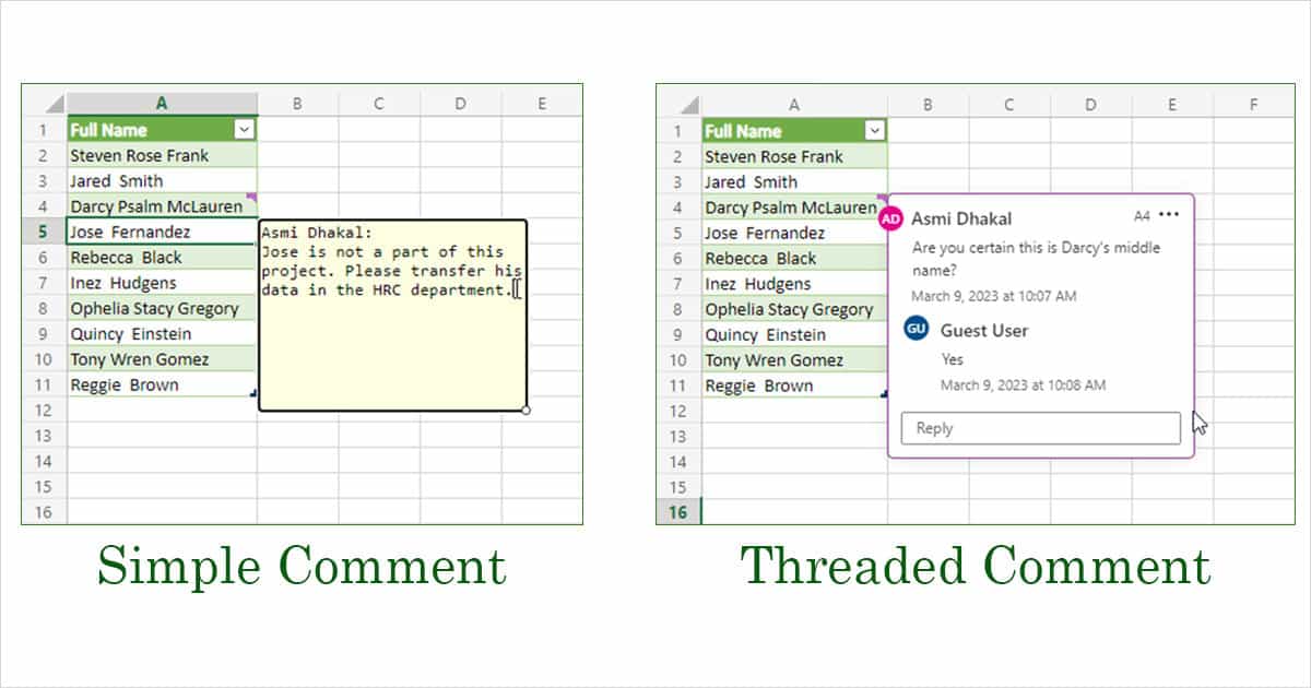 All About Comments in Excel