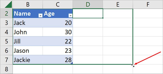 How To Extend A Table In Excel