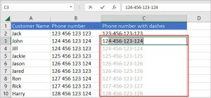 How to Put a Dash in Excel?