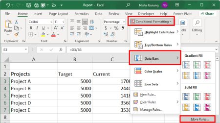 How to Create a Progress Bar in Excel