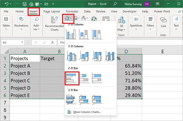 How to Create a Progress Bar in Excel