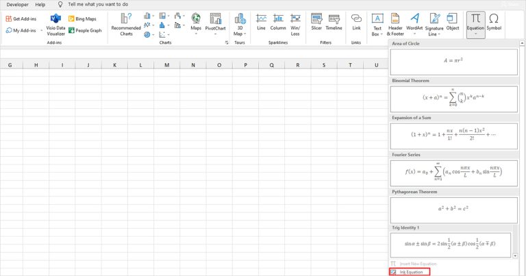 How to Insert an Equation in Excel