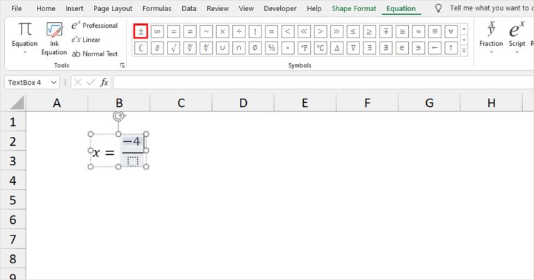 How to Insert an Equation in Excel