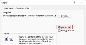 How to Insert Word Document in Excel