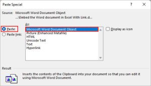 How to Insert Word Document in Excel