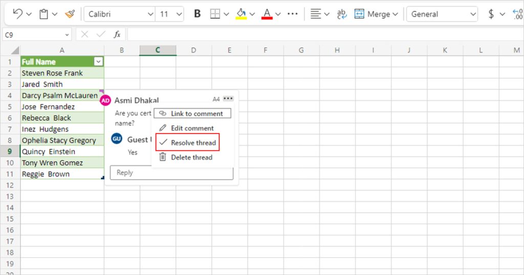All About Comments in Excel