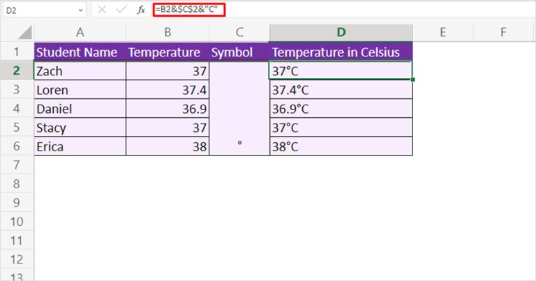 How to Insert a Degree Symbol in Excel