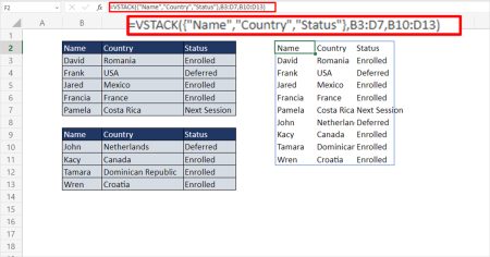 What is VSTACK in Excel