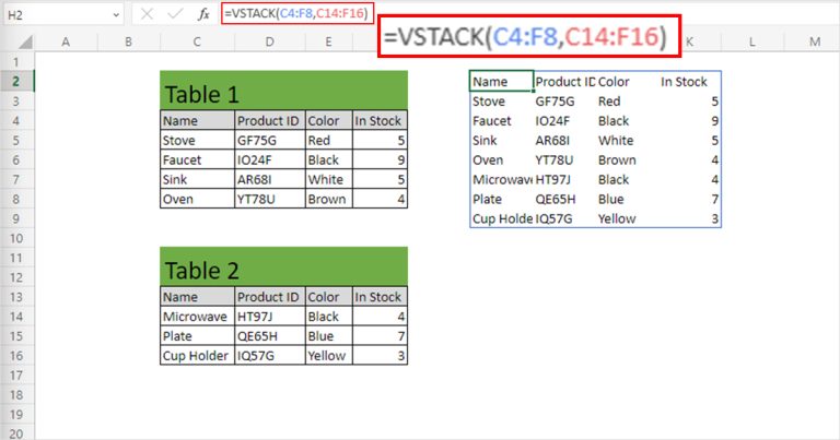 What is VSTACK in Excel