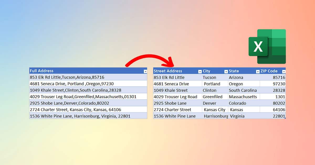 How to Separate Address in Excel