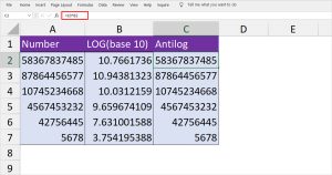 How to Check Antilog in Excel