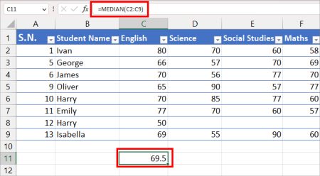 How to Calculate Median in Excel