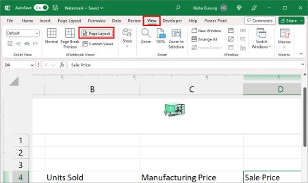 How to Remove Page 1 Watermark in Excel
