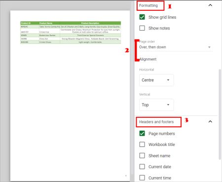 How to Set Print Area in Google Sheets