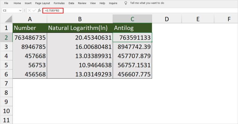 How to Check Antilog in Excel
