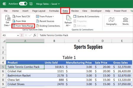 How to Merge or Combine Tables in Excel