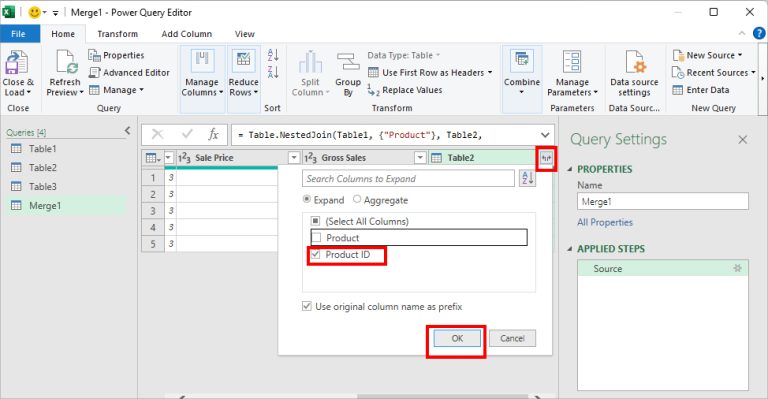 How to Merge or Combine Tables in Excel