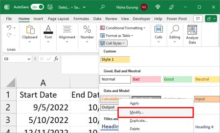How to Apply Calculation Style in Excel