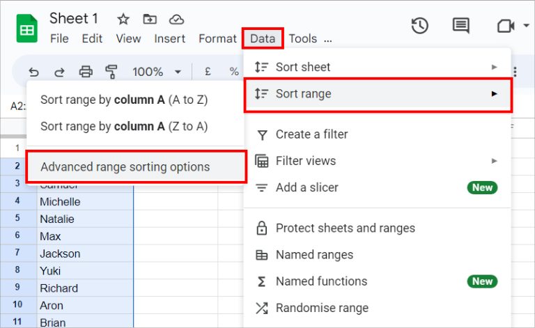 How to Alphabetize in Google Sheets