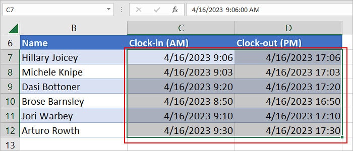 How To Enter Time In Excel