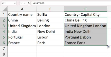 How to Add a Suffix or Prefix to Cells in Excel