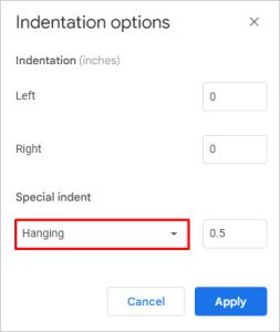 How to Do a Hanging Indent on Google Docs