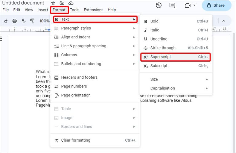 How to Do Superscript in Google Docs