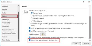 How to Remove/ Disable ''Top Results'' from Outlook