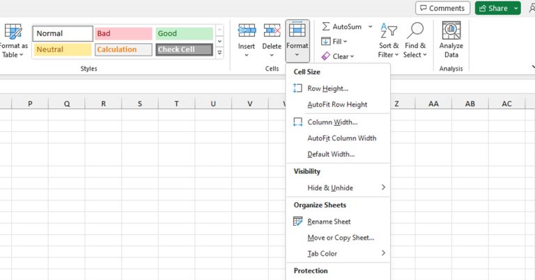 How to Expand All Columns in Excel