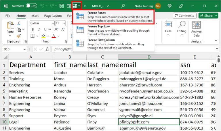 How To Freeze Rows Or Columns In Excel