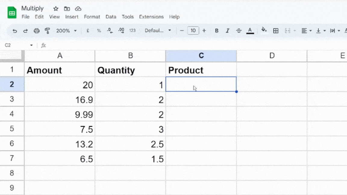 How To Multiply In Google Sheets