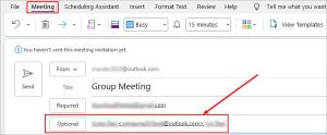 How to Add Optional Attendees in Outlook