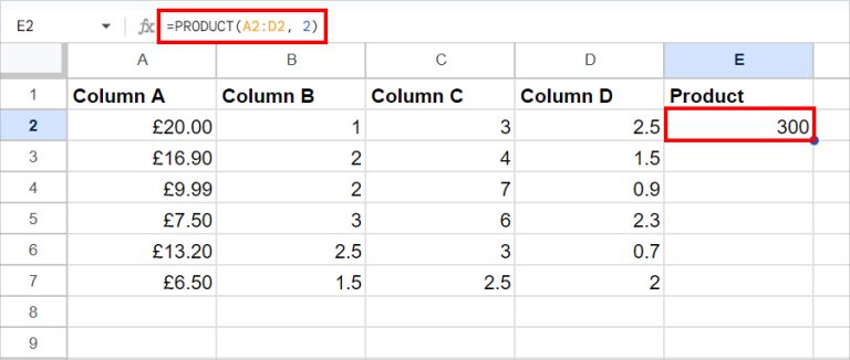 How to Multiply in Google Sheets