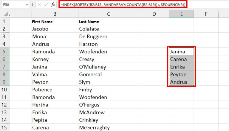 How To Select Random Values From List In Excel