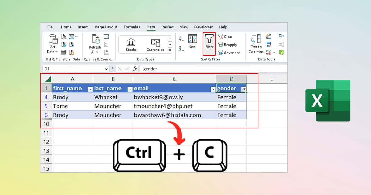 How To Copy Filtered Data In Excel