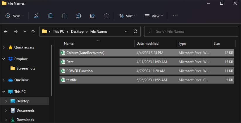How To Copy File Names Into Excel