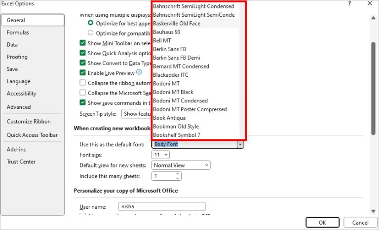 How to Change Default Font in Excel