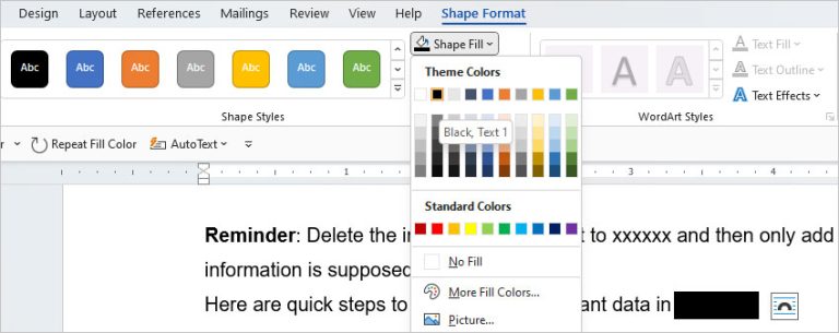 How to Redact Content in Word