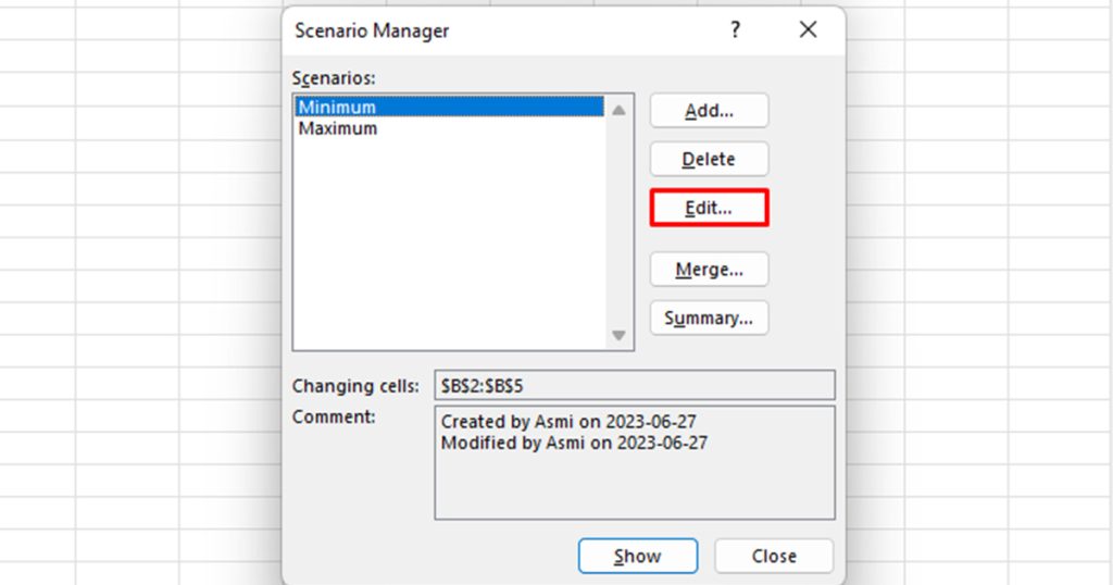 How to Use Excel Scenario Manager